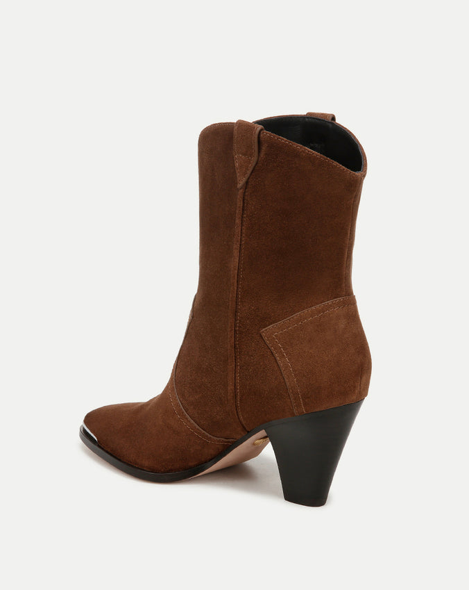 Cody Suede Western Bootie in Cedar | Veronica Beard
