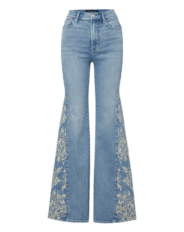 Joplin Embroidered Flare Jean in Light Wash Denim Silverwood Moon ...