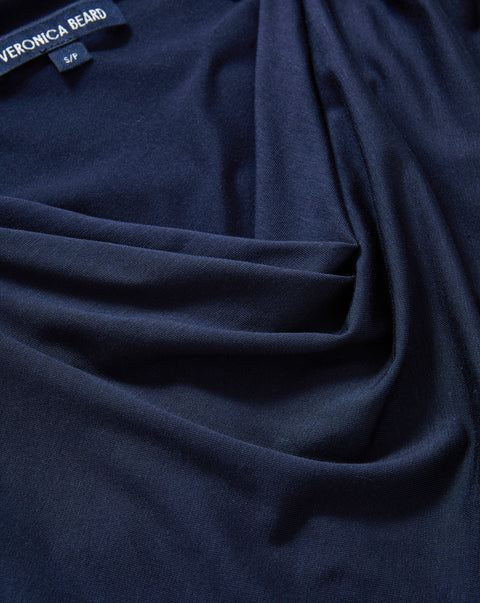 Kerilyn Ruched Cowl Neck Maxi Dress in Navy | Veronica Beard