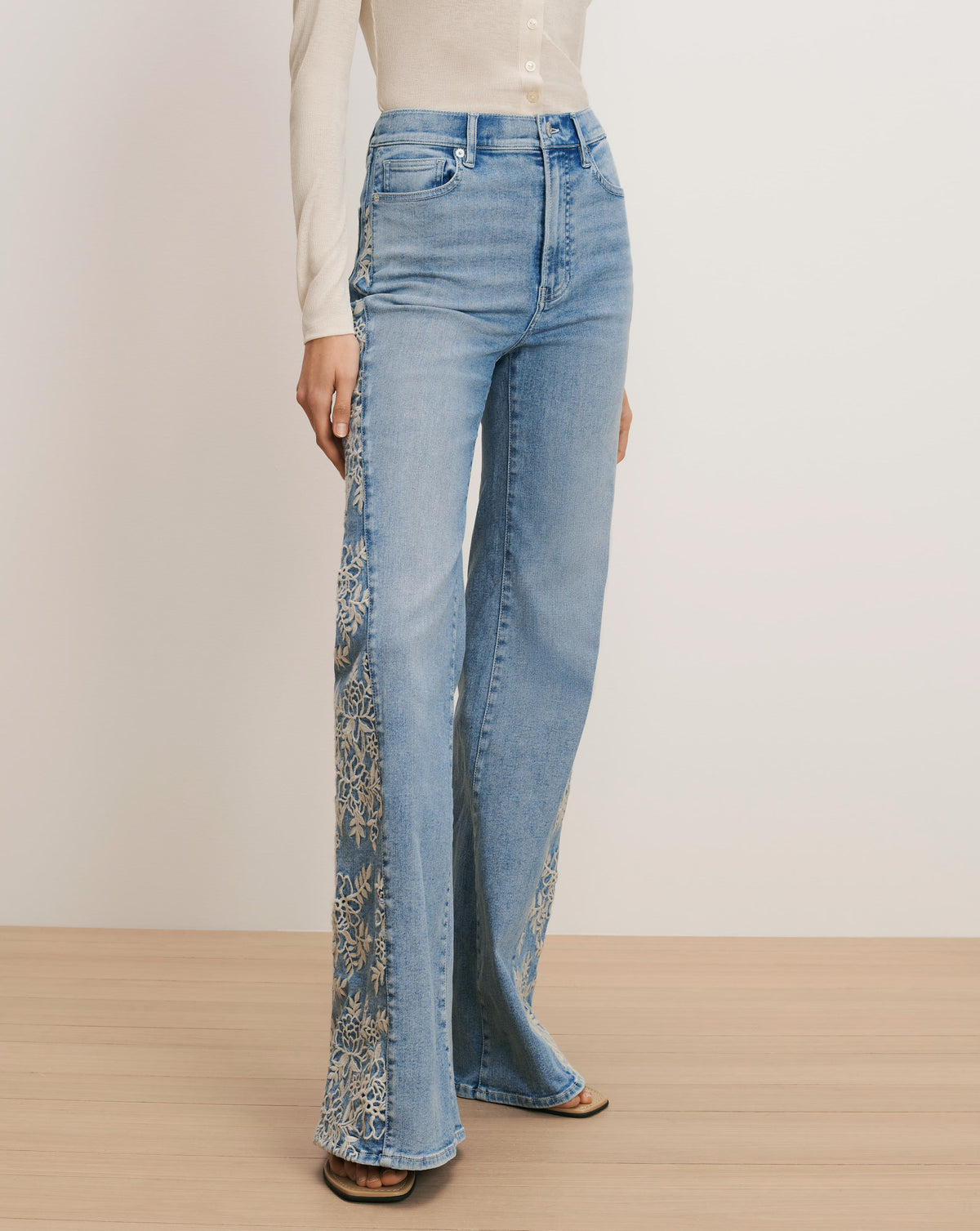 Joplin Embroidered Flare Jean in Light Wash Denim Silverwood Moon ...