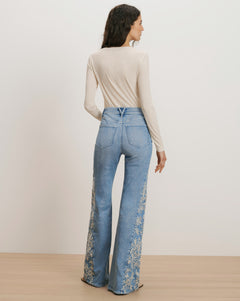 Joplin Embroidered Flare Jean in Light Wash Denim Silverwood Moon ...