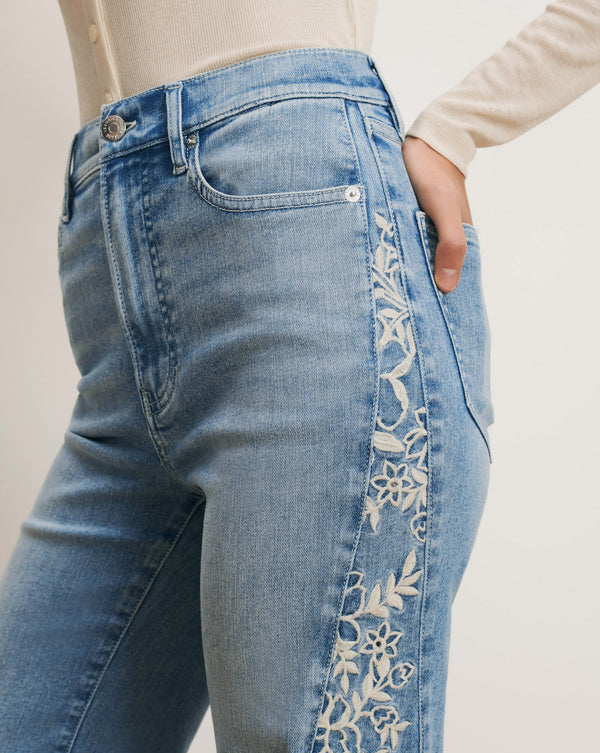 Joplin Embroidered Flare Jean in Light Wash Denim Silverwood Moon ...