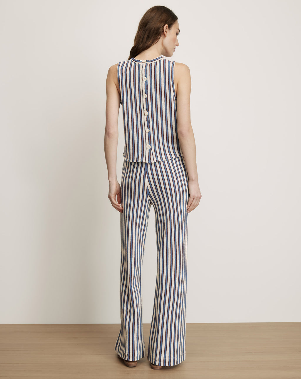 Zosia Crochet Wide-Leg Pant in Ecru Bluefin Multi | Veronica Beard