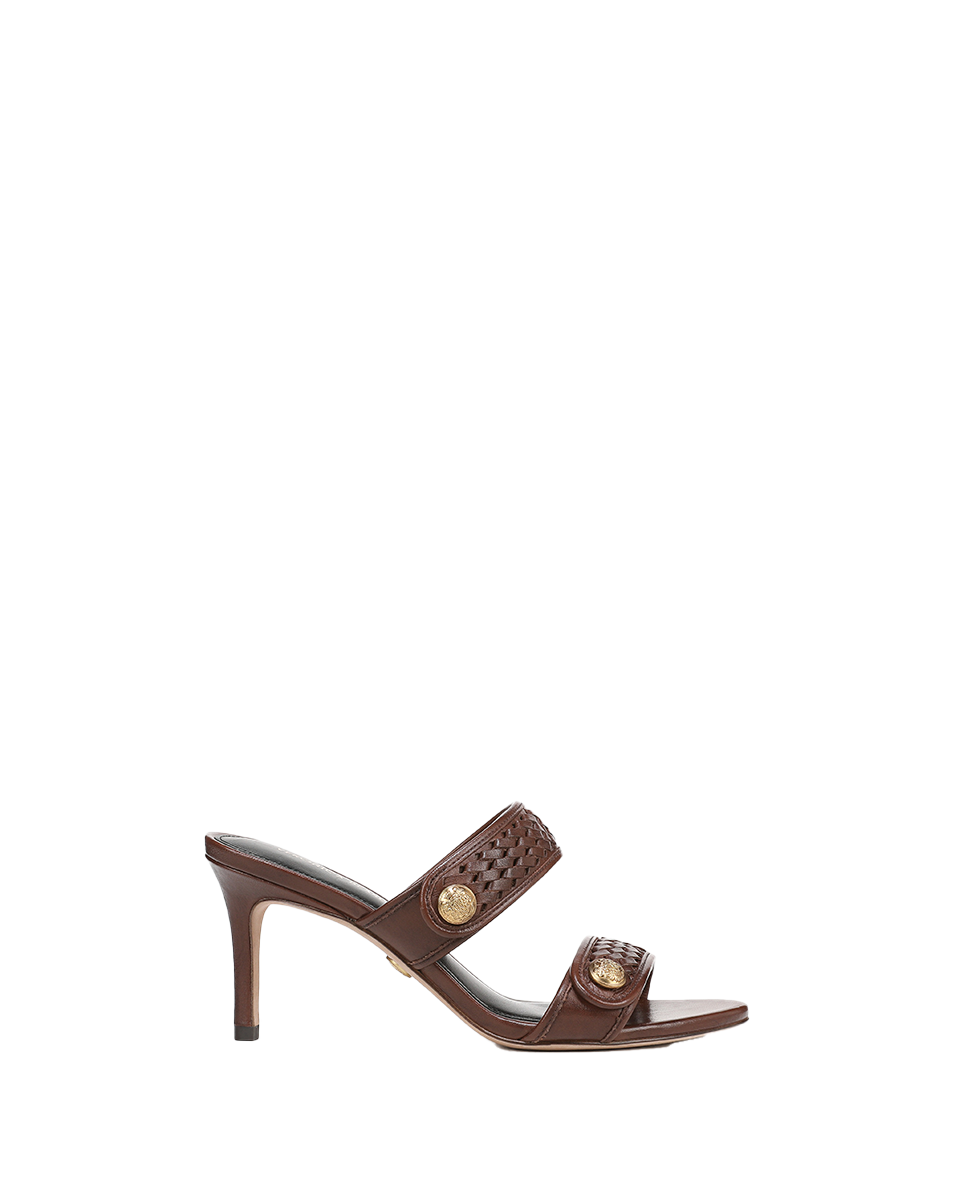 Sona Woven Heeled Sandal in Chocolate Brown | Veronica Beard