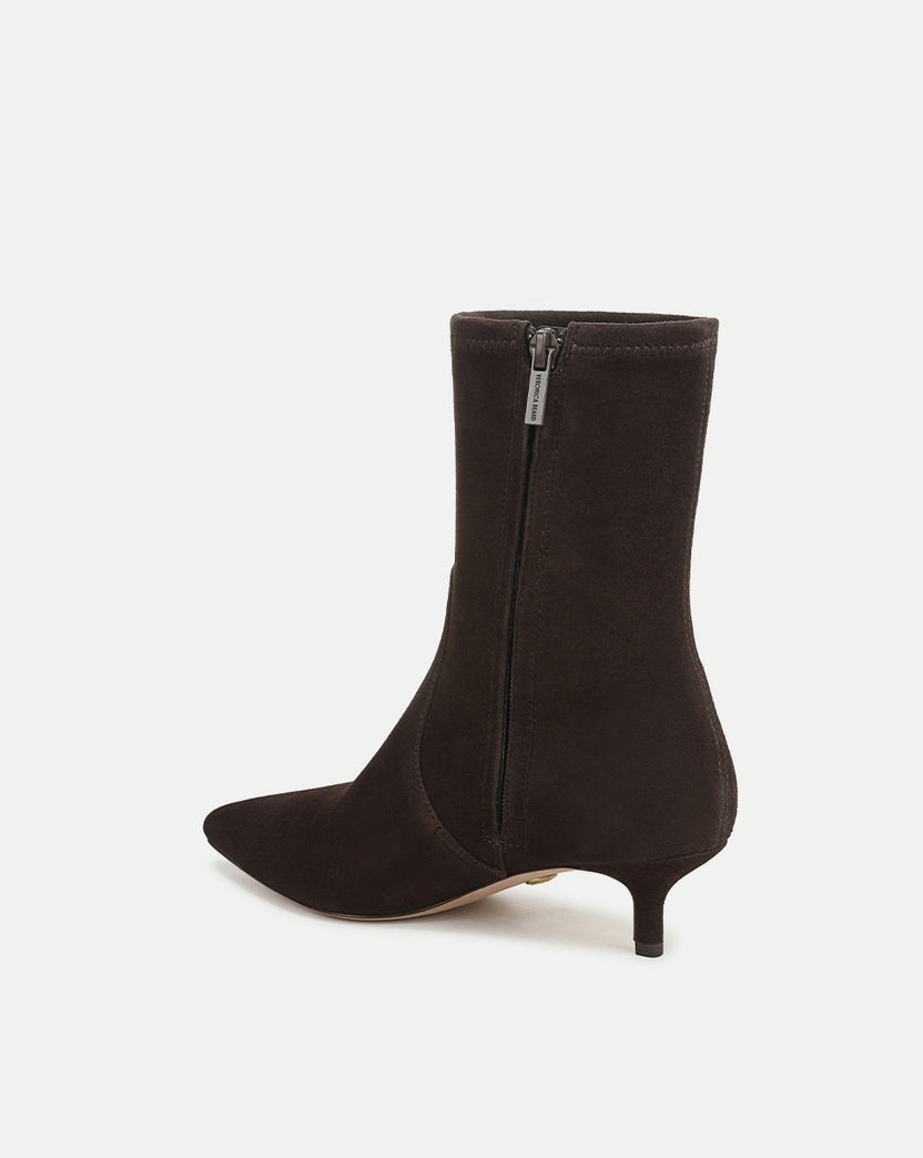 Lisa Stretch Kitten-Heel Ankle Boot in Espresso | Veronica Beard