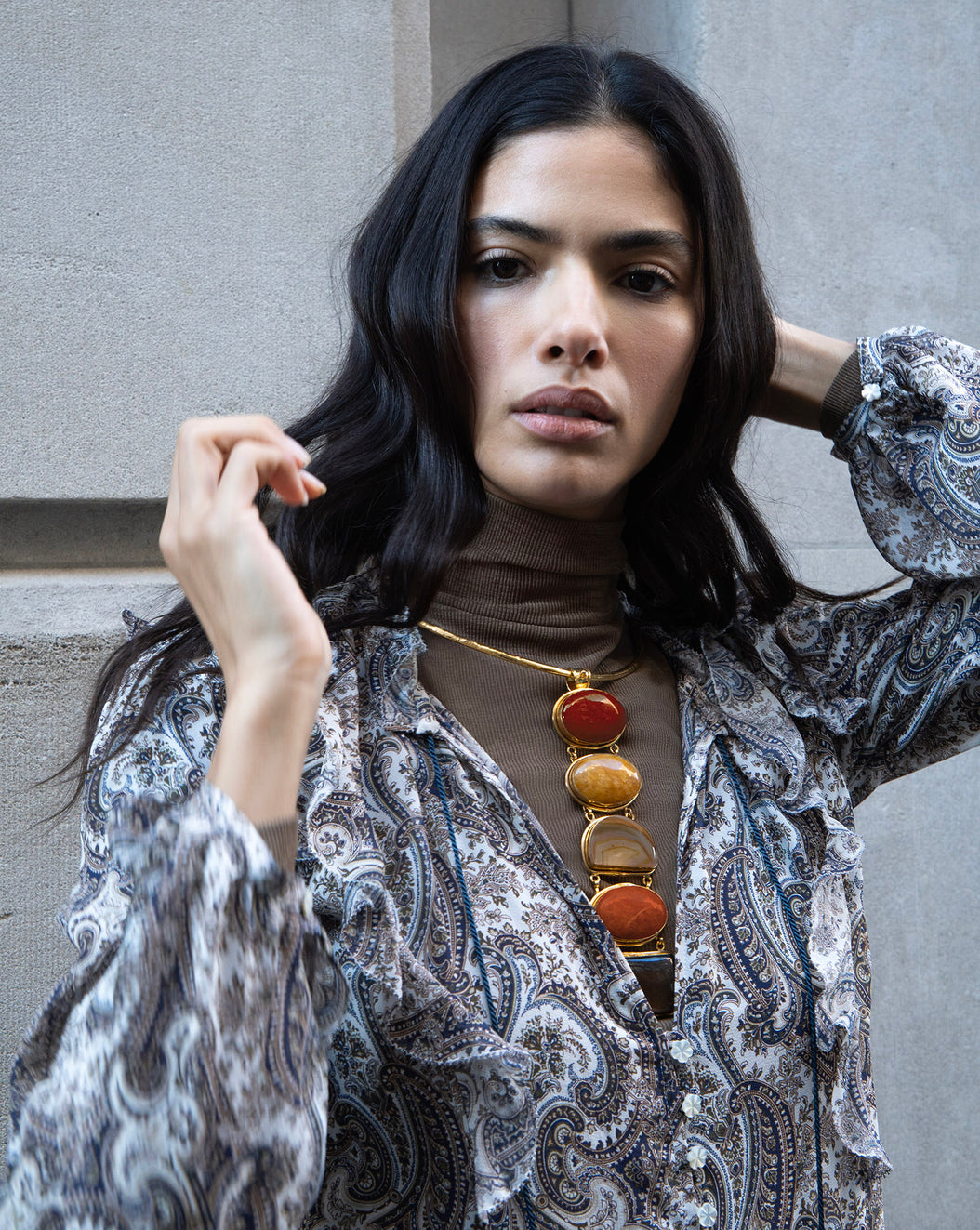 Torque Semi-Precious Stone Necklace in Multi | Veronica Beard