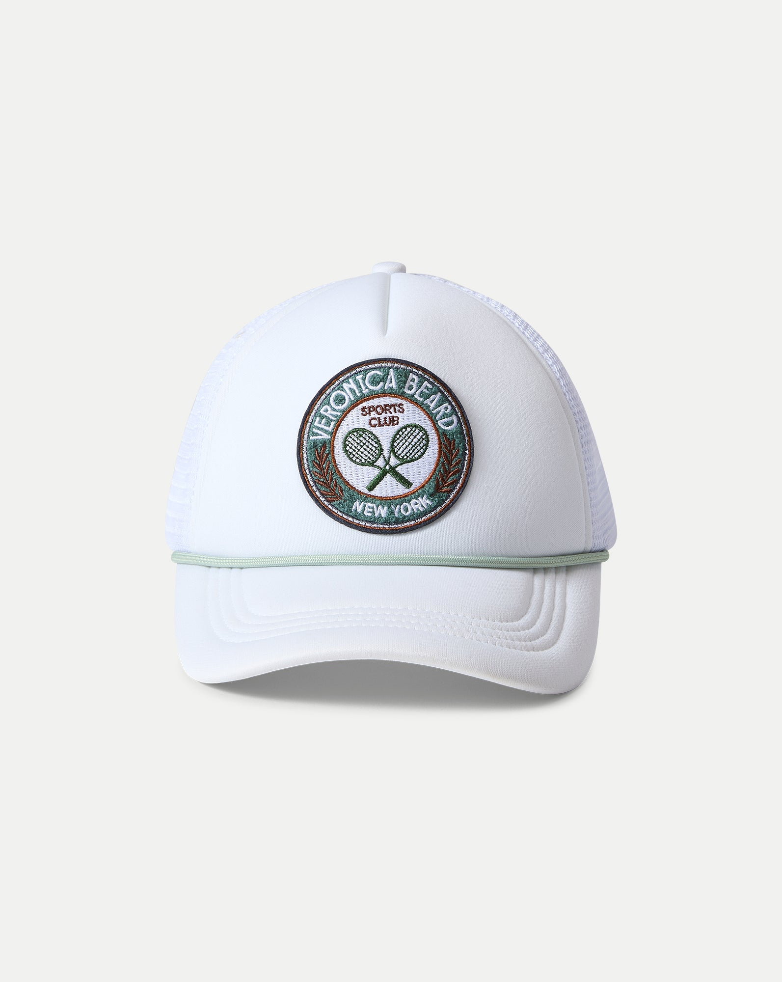 Veronica Beard Sports Club Trucker Hat in White/Green | Veronica Beard