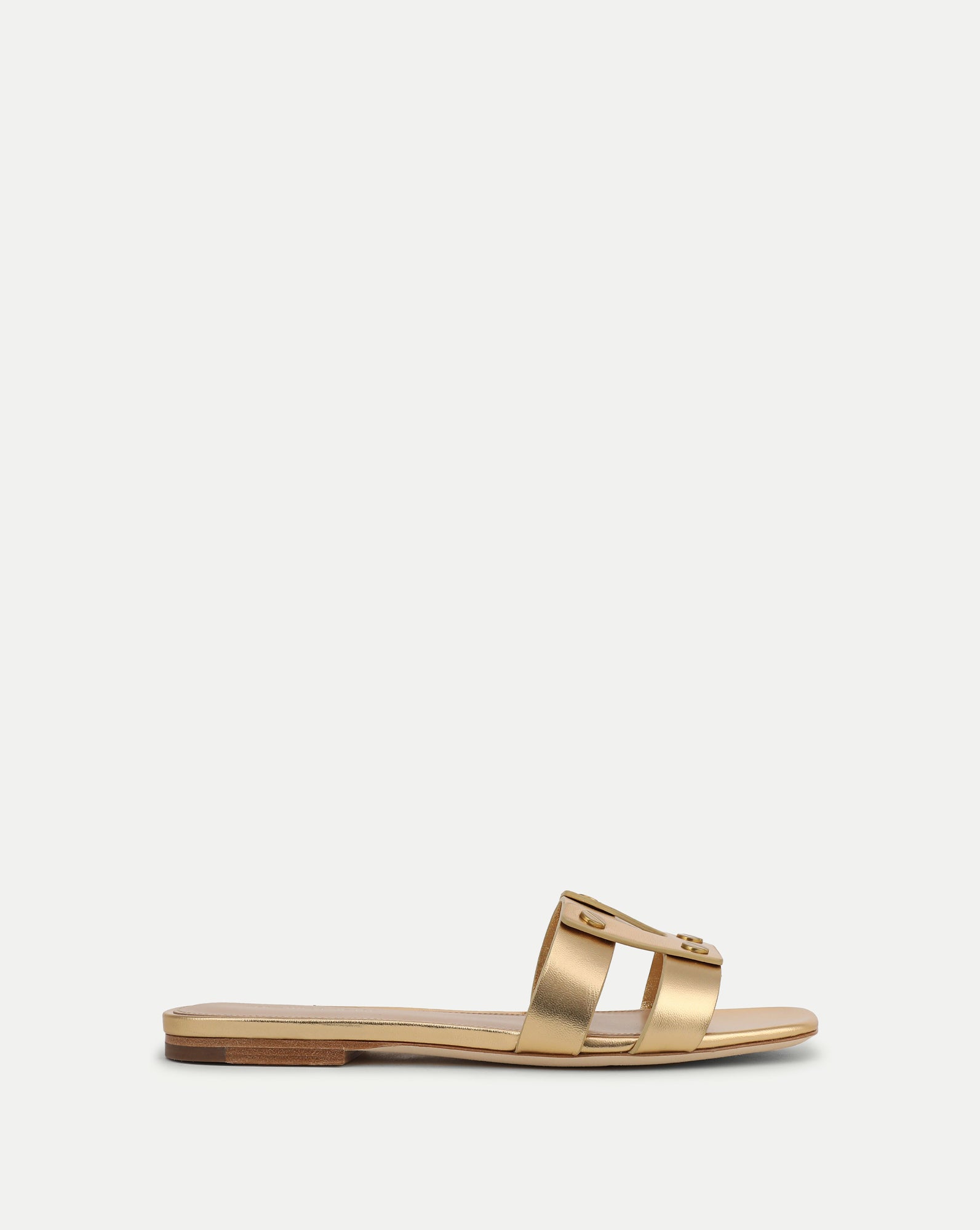 Via Slide Sandal in Pale Gold | Veronica Beard